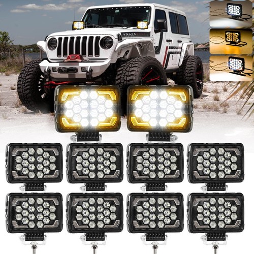 5.7 Inch 34W LED Work Light Square Pods Spot Strobe DRL Offroad Driving ...