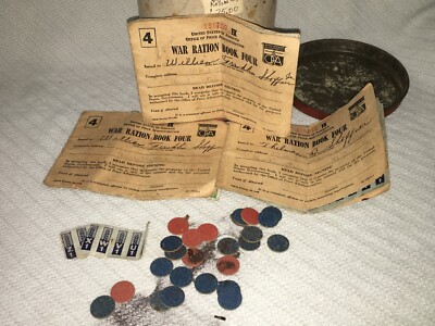 WW2 War Ration Coupon + Coin LOT 3 Books Red & Blue Tokens Ration in ...
