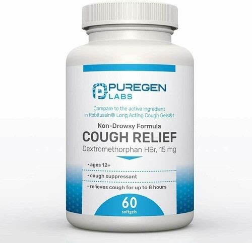 Puregen Cough Relief for Adults Dextromethorphan 15mg 60 Softgels | eBay