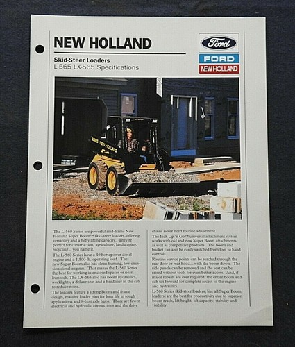 Ford New Holland L-565 Lx565 Super-Boom SKID STEER LOADER SPECIFICATION ...