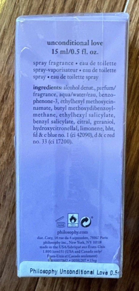 Philosophy UNCONDITIONAL LOVE .5oz 15ml Eau De Toilette Spray Perfume ...