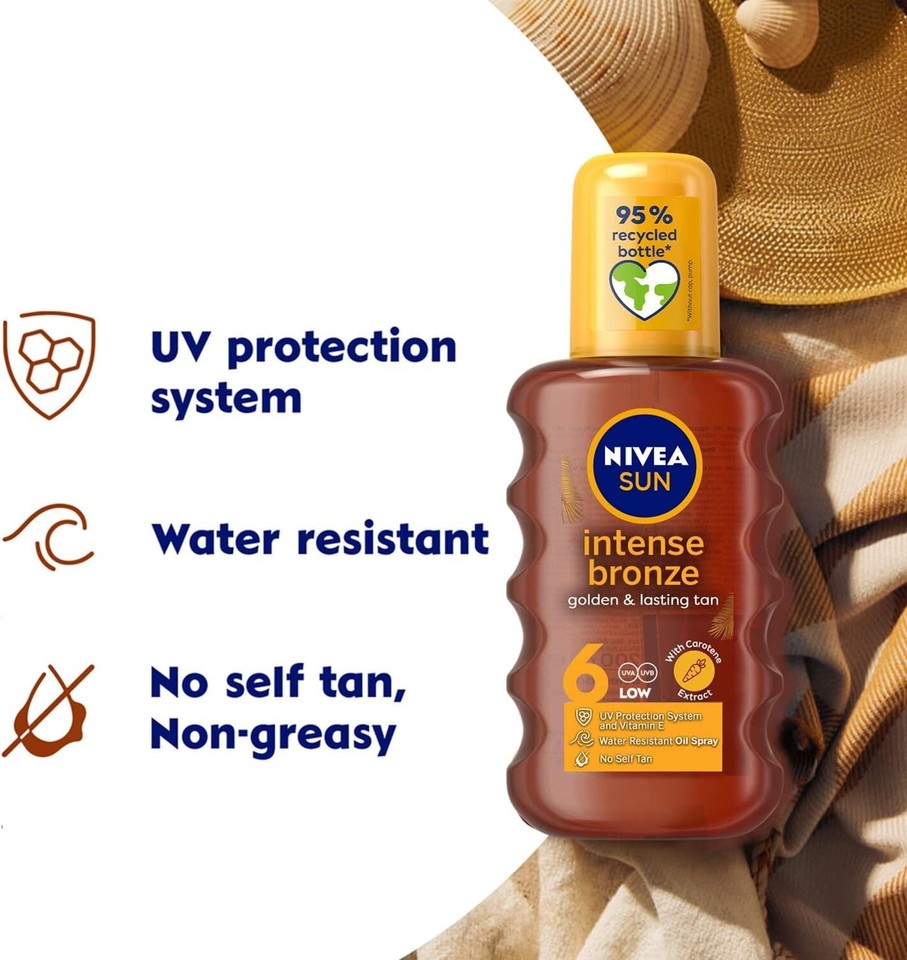 NIVEA SUN Tanning Spray Intense Bronze SPF6 With Vitamin E & Jojoba Oil ...