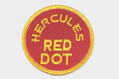 Hercules Red Dot Powder NOS Red Yellow 3” Round Sewn On Embroidered ...