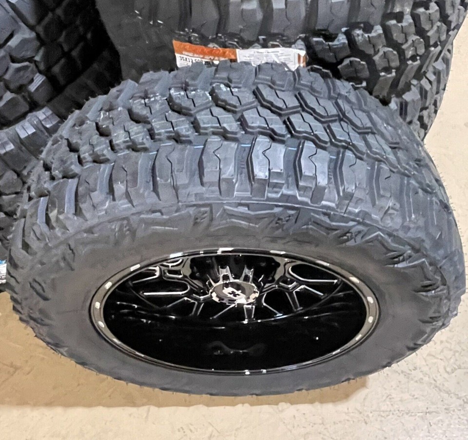 20x10 Vision 404 Brawl Black Wheels 35" MT Tires 8x6.5 Dodge Ram 2500 ...