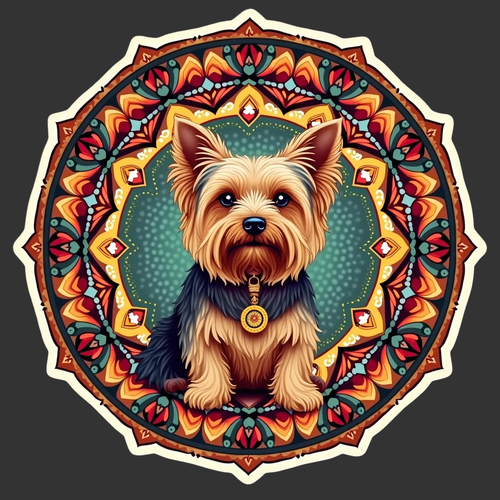Yorkie sticker vinyl decal mandala medallion floral puppy dog art | eBay