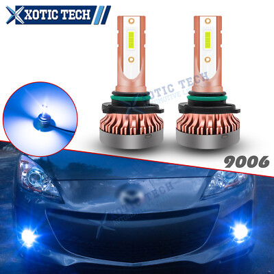 2x Super Bright 8000K Ice Blue 100W COB 9006 LED Fog Light Bulbs Kit ...