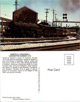 Norfolk and Western Locomotive 1218 Steam Train Postcard | eBay UK