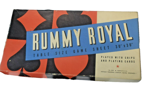 VINTAGE Rummy Royal Game Sheet Large 30"x30" Mat Box Whitman 1937 ...