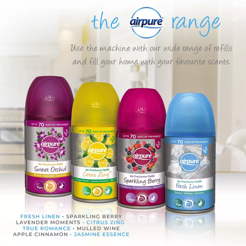 Airpure Automatic Air Freshener Spray Machine 70 Day Freshness Home ...