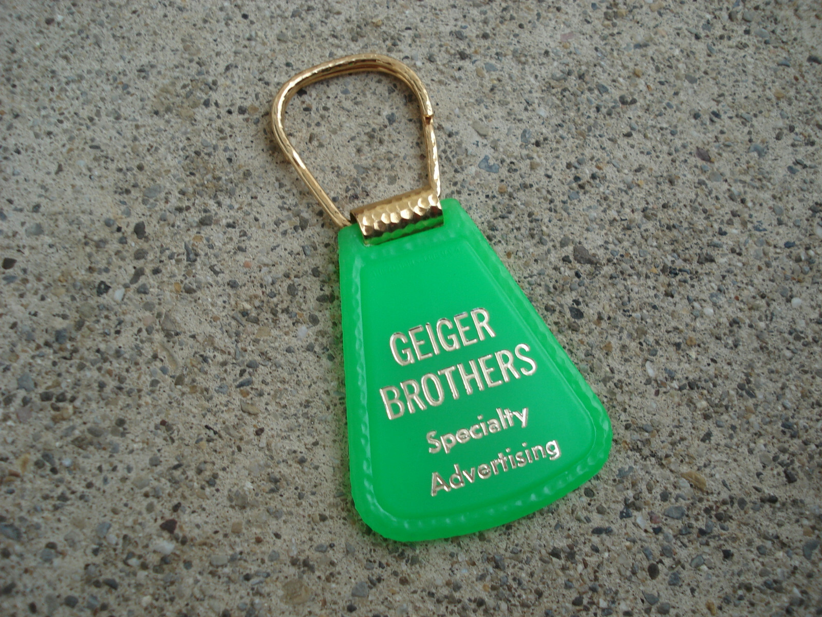 Vtg GEIGER BROTHERS ADVERTISING Keychain Fob LIME GREEN 1970s Citation ...