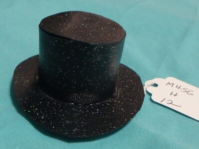 Black Paper Top Hat w Speckles, Black Band for 10.5" dolls w round ...