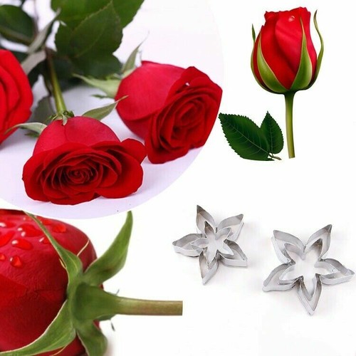 4Pcs Stainless Steel Rose Calyx Cake Cookie Cutter Gum Paste Sugar ...