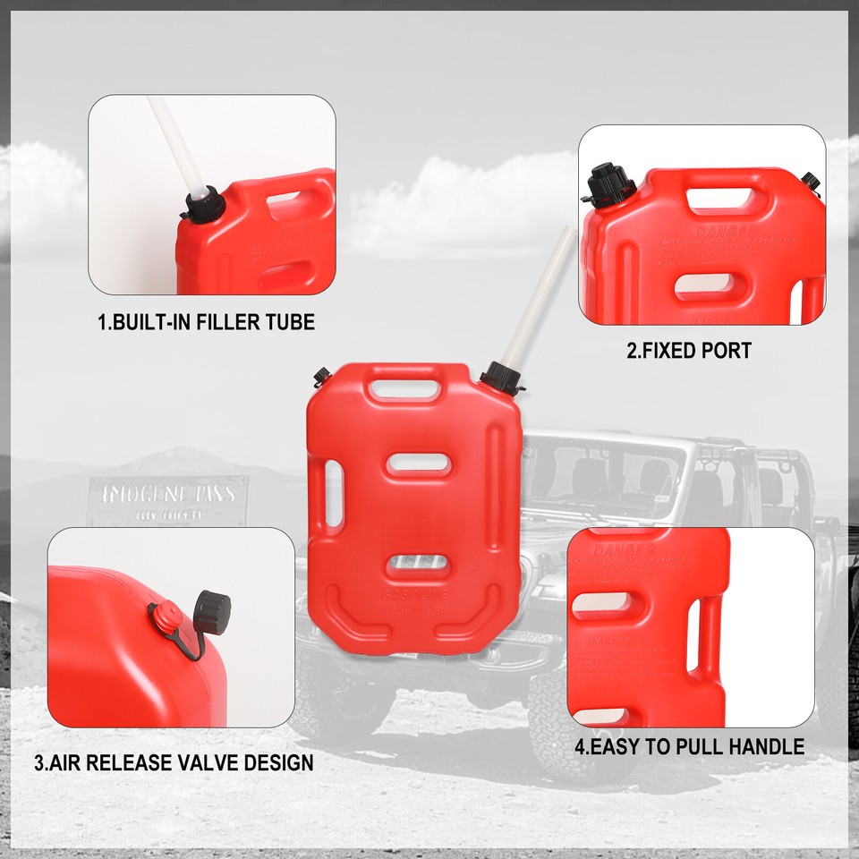 10L 2.6Gallon Fuel Can Emergency Backup Gas Tank for Jeep Offroad SUV ...