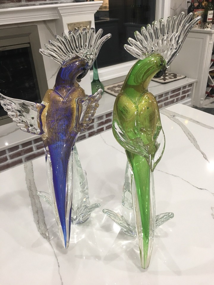 PAIR OF VINTAGE MURANO GLASS COCKATOO PARROTS BY ARCHIMEDE SEGUSO | eBay