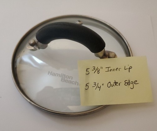 Hamilton Beach Clear Glass Lid Only 5-3/8" Inner Lip 5.75" Outer Edge ...