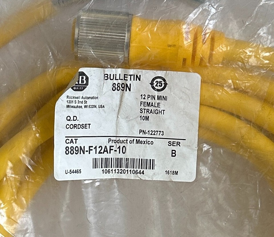 NEW SEALED ALLEN BRADLEY 889N-F12AF-10 /B QD CORDSET 12-PIN MINI FEMALE ...