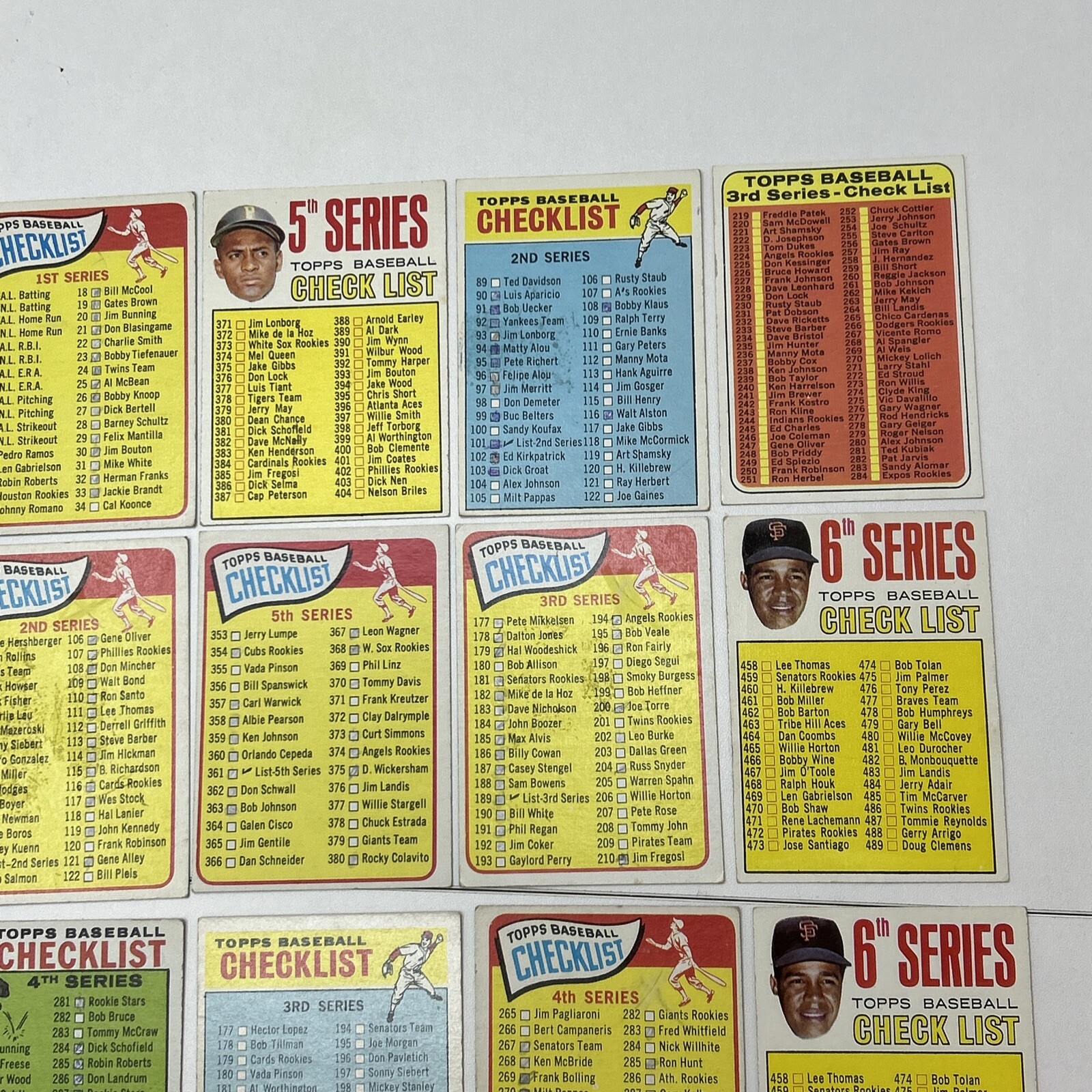 1960's Topps Baseball Checklists Lot of 23 Baseball Cards Low Grade Set ...