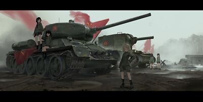 Anime girls und panzer tank t34 kv2 military vehicle Playmat Game Mat ...