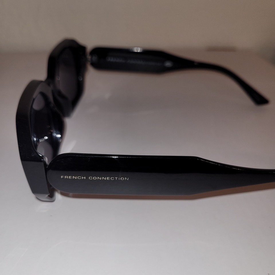 French Connection 100 Shiny Black Cat Eye Sunglasses Black Lens | eBay