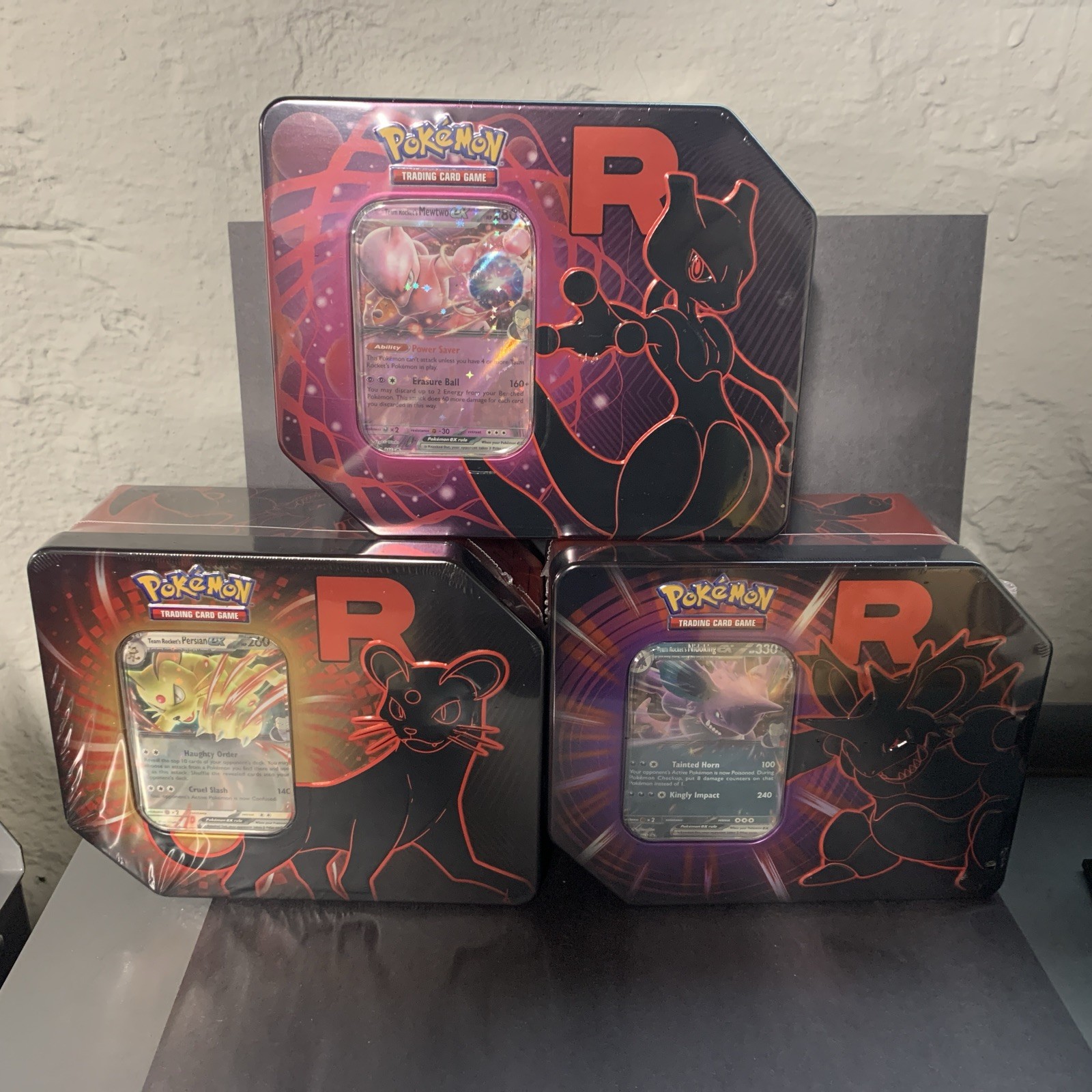 Pokemon TCG Sealed Destined Rivals Team Rocket Tin Set of 3 Brand New ...
