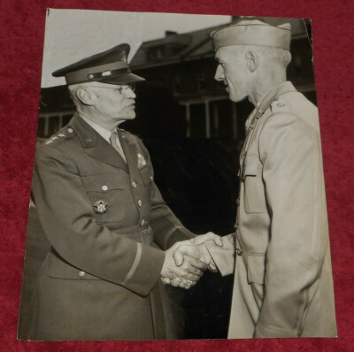 1942 WWII Press Photo Lt. General DeWitt Congratulates Col Warren Clear ...