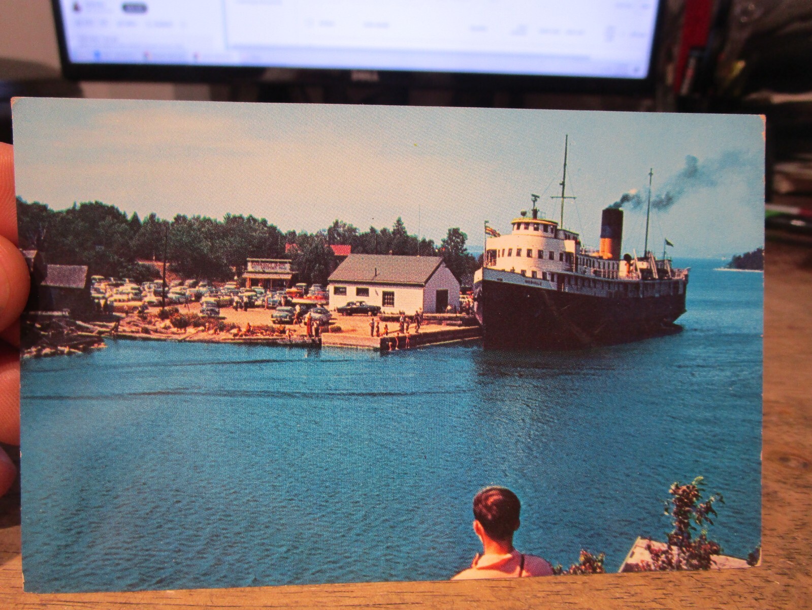 V7 ONTARIO CANADA Old Postcard Tobermory SS Norisle at Dock Port Wharf ...