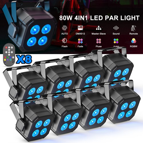 8Pack LED RGBWYP+CYAN Stage Lighting PAR Light DMX512 Beam Party DJ ...