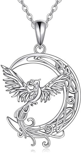 Sterling Silver Phoenix Fire Bird Pendant Necklace Jewelry Gift for ...
