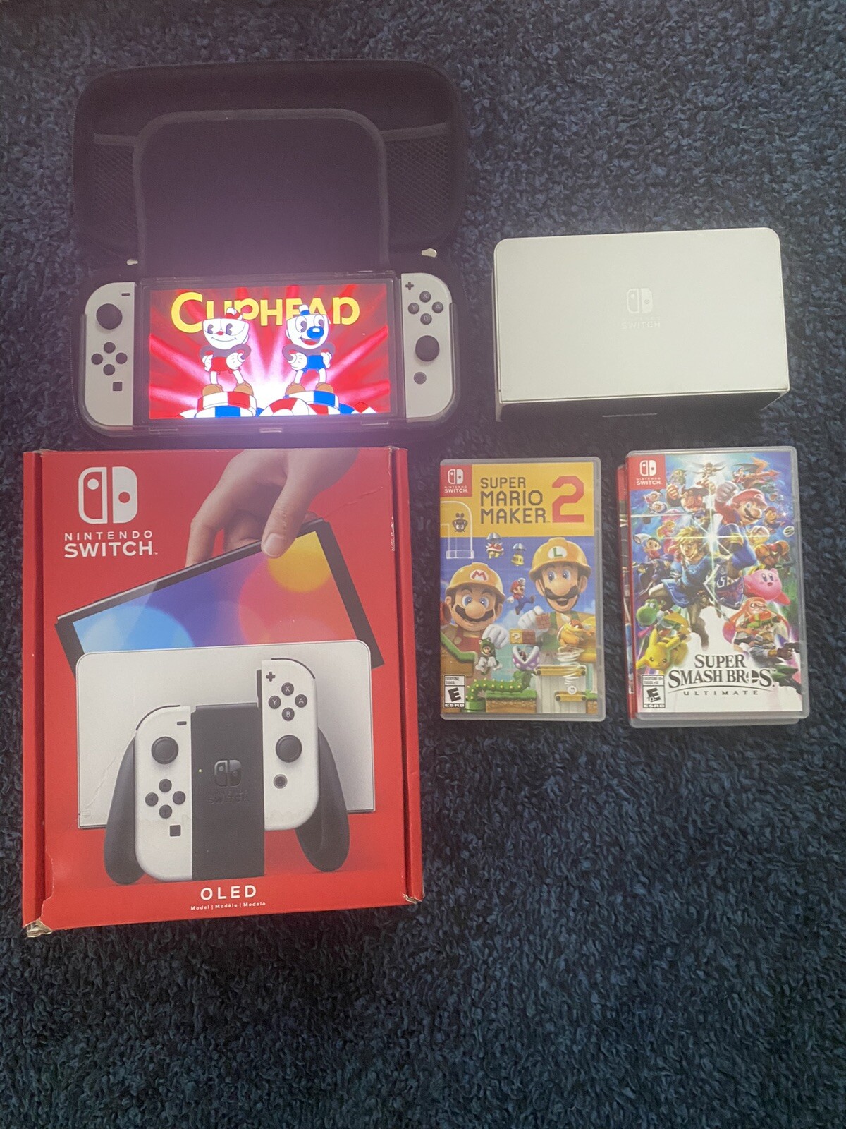 Nintendo Switch OLED, Includes Original Box, Chords, Carrying Case, 3 ...