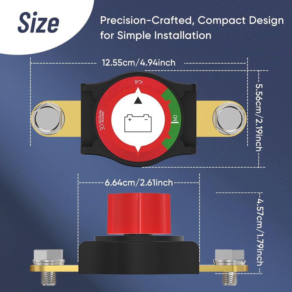 Side Post Battery Disconnect Switch, Car Battery Disconnect Switch 12V ...