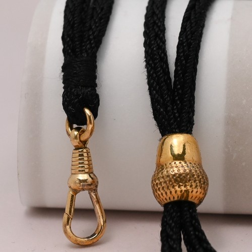 Antique Victorian Mourning Textile ACORN Slide Chain Charm Necklace | eBay