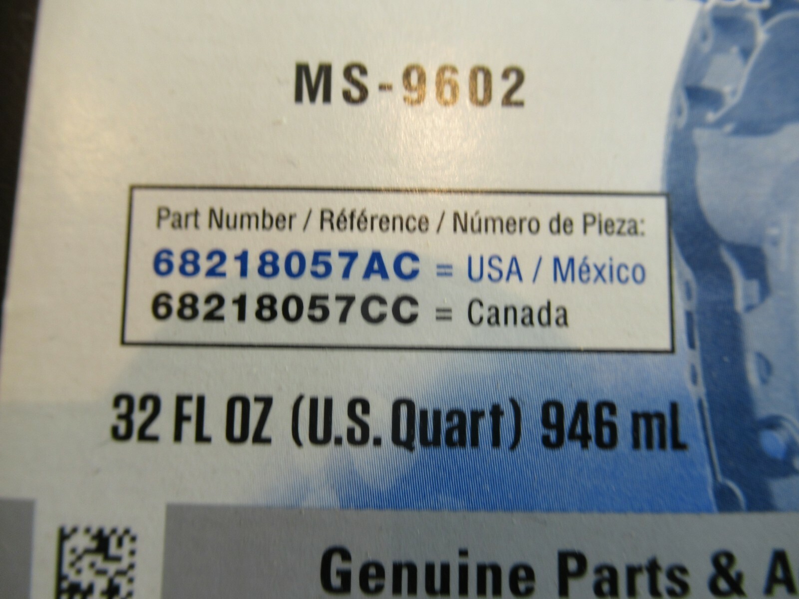 Mopar ATF 4 Ms-9602 Automatic Transmission Fluid 68218057ac for sale ...
