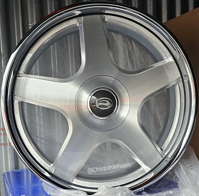 24" Inch STAGGERED Brushed Face Replica Impala SS 5x127 2pc Wheels Rims ...