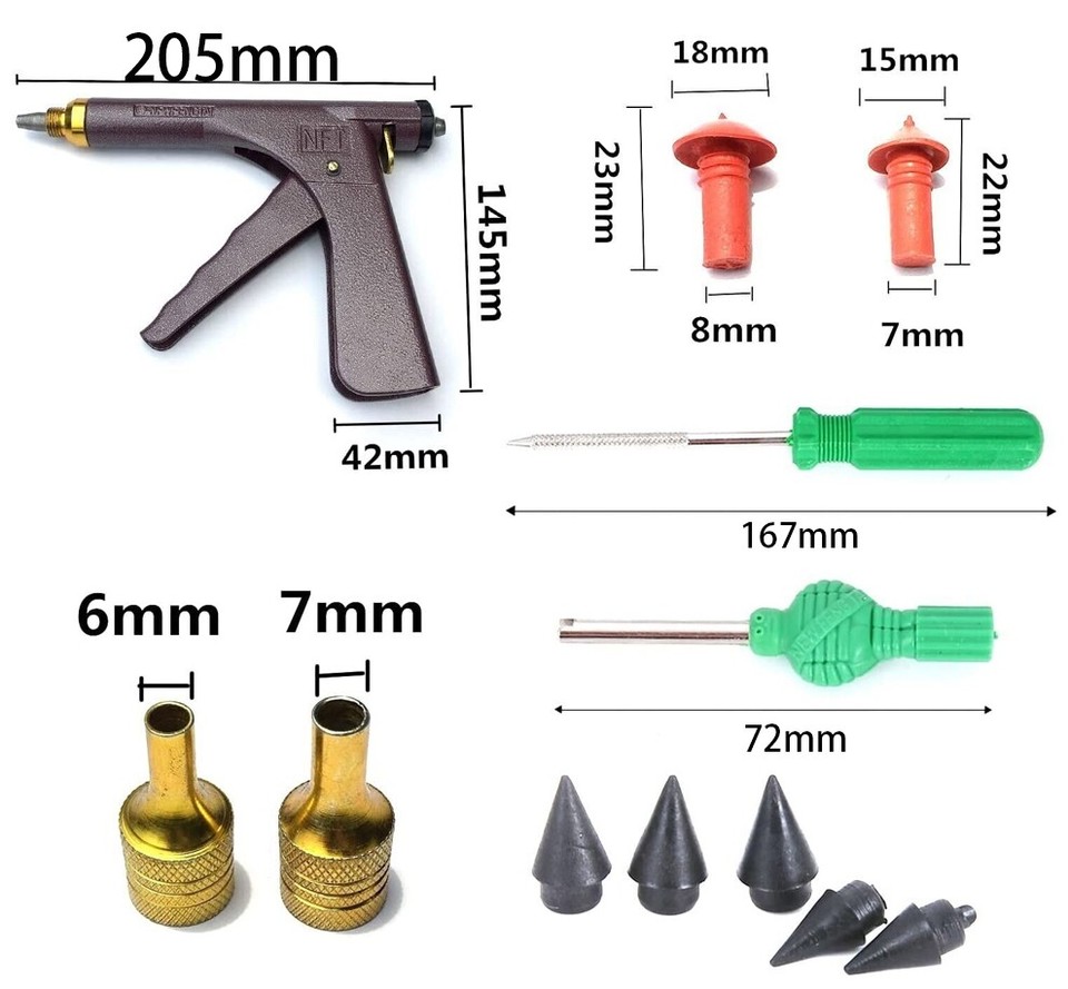Tire Repair Plugger Tire Wheel Repair Gun Kit Mushroom Plug Probe ...