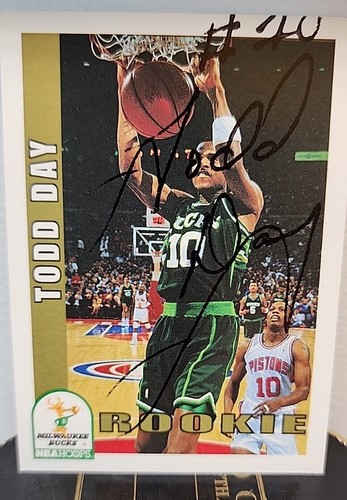 Todd Day Signed Autographed Rookie RC Arkansas Milwaukee Bucks Celtics ...