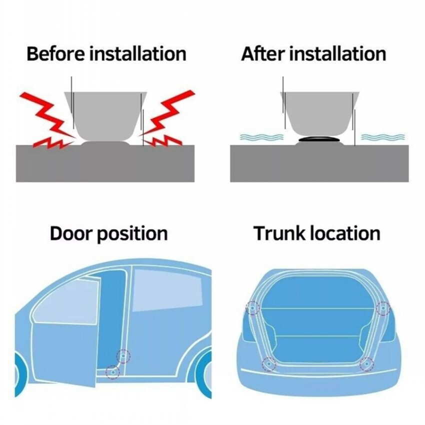 10pcs Car Door Anti-Shock Silicone Pad Shock-Absorbing Gasket Black ...