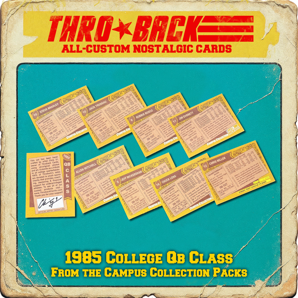 THROBACK custom Football Card SET 1985 College QBs LSU BYU Hoosiers ...