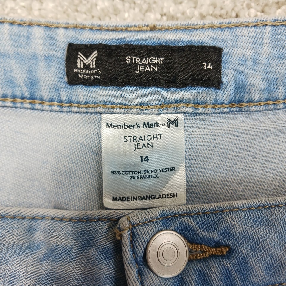 Member's Mark Jeans Womens Size 14 Blue Straight Jean Light Wash ...