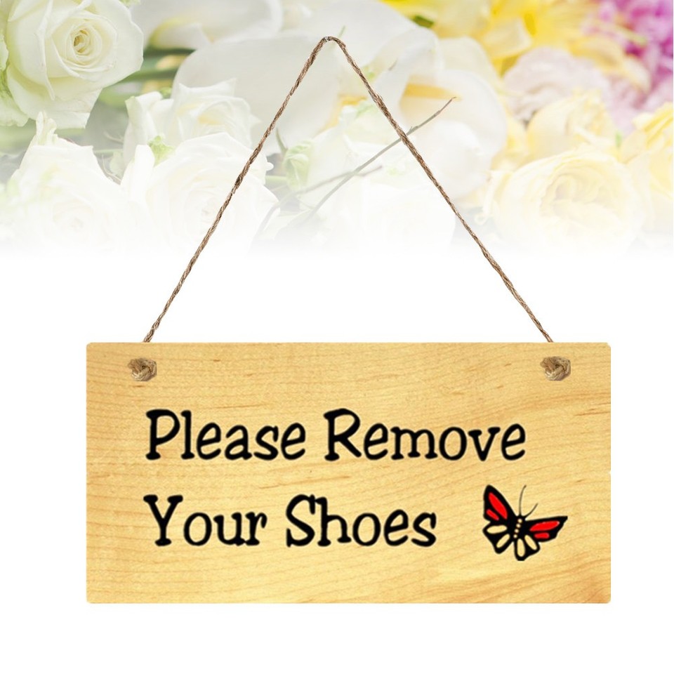 Take off Your Shoes Banner Remove Sign Please Footwear Door Hanger | eBay