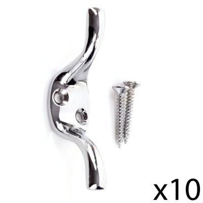 10x SILVER CHROME CLEAT HOOKS Curtain Rope Tassel Cord String Tie Back ...