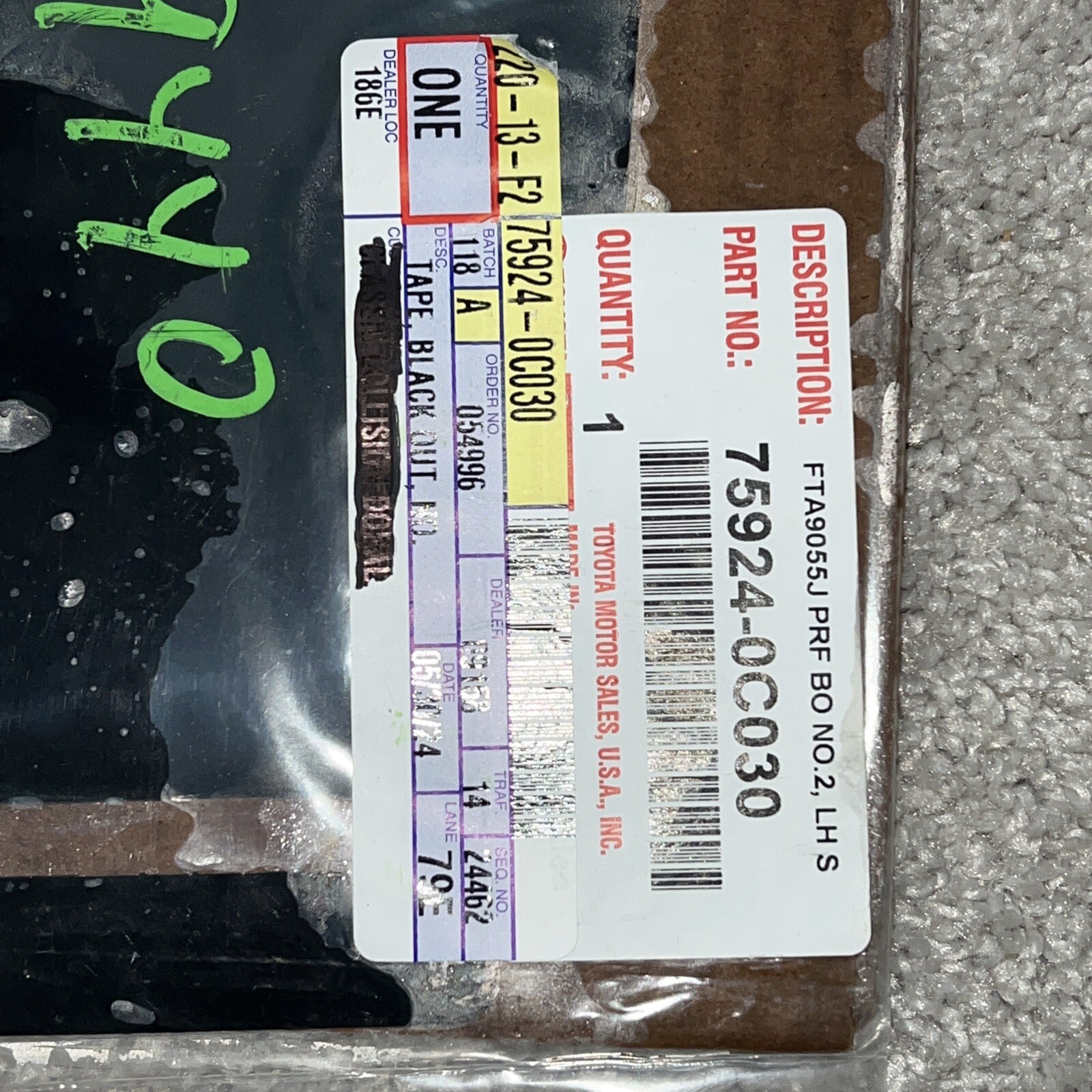 2022-2023 TOYOTA TUNDRA REAR LEFT BLACK OUT TAPE NEW OEM 75924-0C030 | eBay