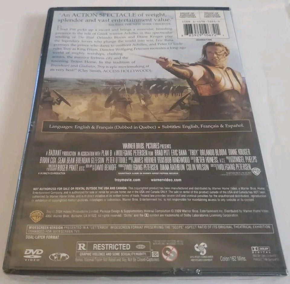 Troy 2004 DVD Brad Pitt Eric Bana Brand NEW SEALED 883929106721| eBay