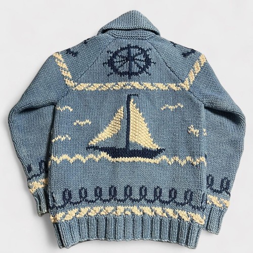 RRL Nautical Hand Knit Sailboat Anchor Cardigan size S | eBay