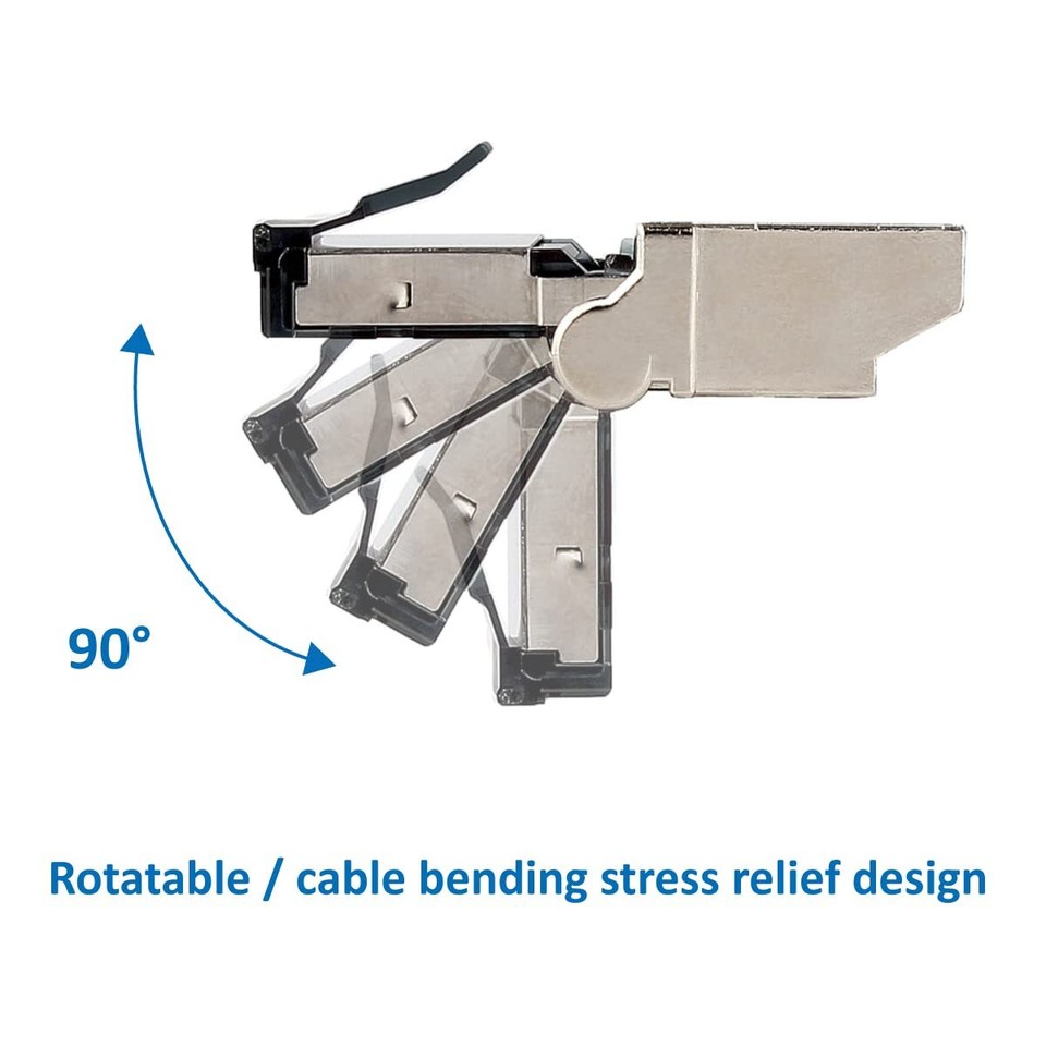 Tool Free Shielded RJ45 Connectors Cat6A 4 Pack STP Metal Shielded ...