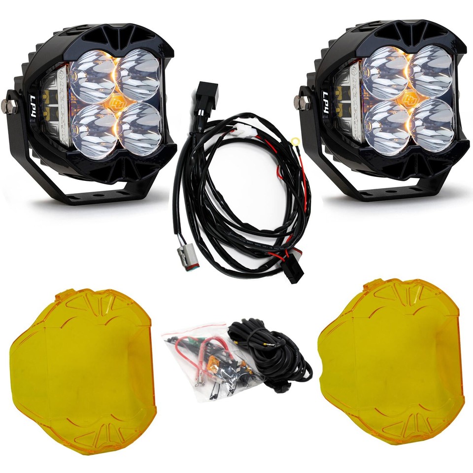 Baja Designs® LP4 Pro Spot w/ Amber Guards + Pair Squadron Sport Amber ...