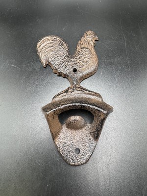 Rooster Beer Bottle Opener Wall Mounted Rustic Cast Iron Antique Style ...