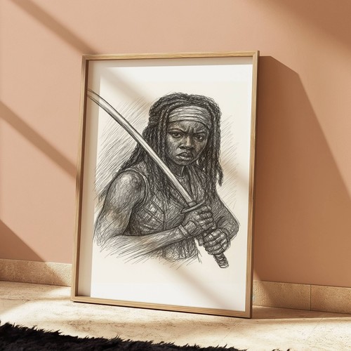 THE WALKING DEAD MICHONNE DRAWING PRINT PORTRAIT SKETCH 8" x 10" | eBay