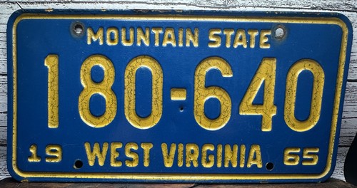 1965 West Virginia Mountain State License Plate Tag 180-640 Vintage | eBay