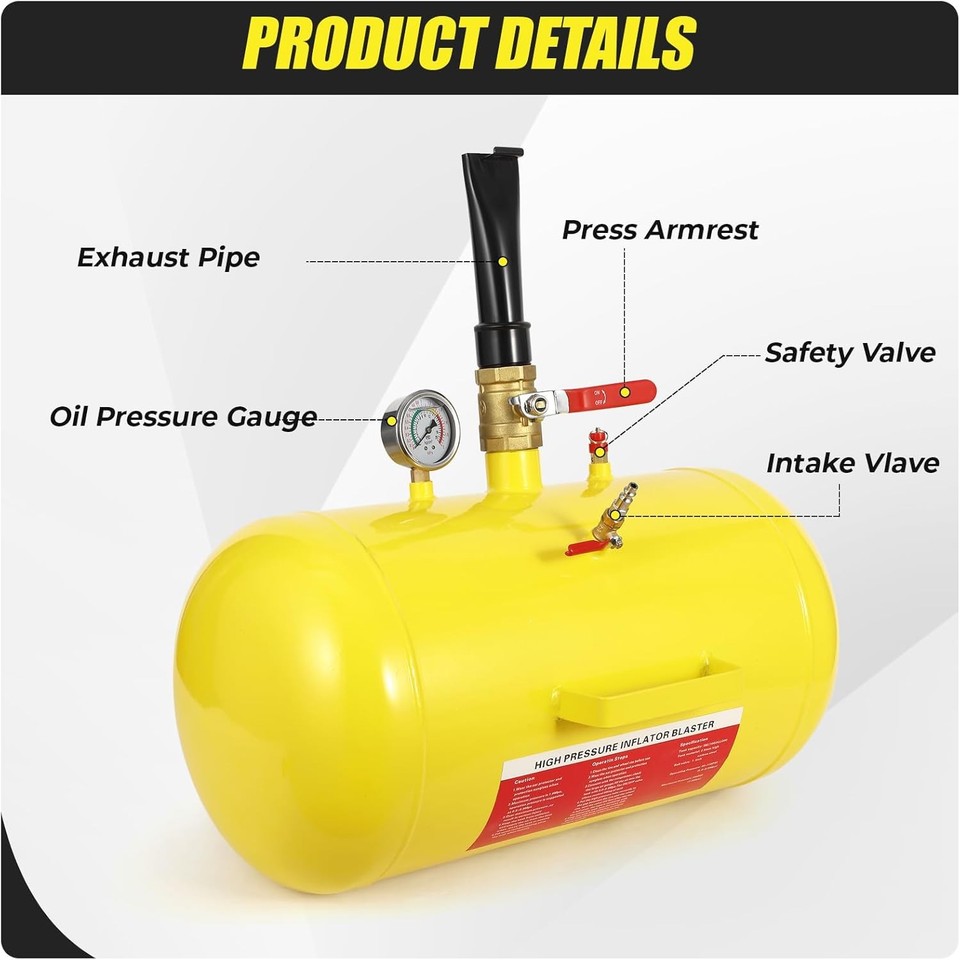 5-10 Gallon Air Tire Bead Seater Heavy Duty Air Tank Tire Inflator w ...