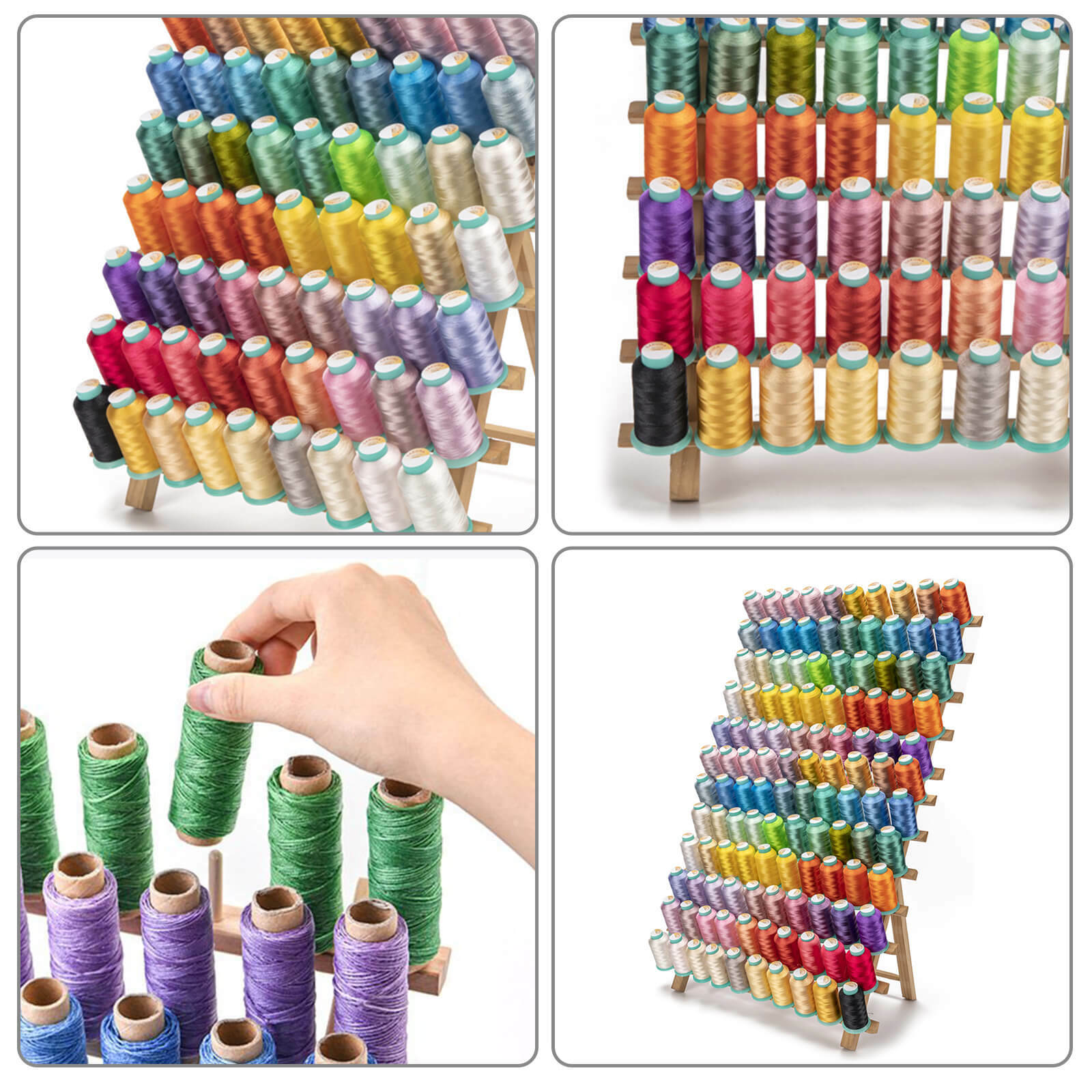 120 Spool Wood Thread Tailor Holder Rack Sewing Organizer Storage ...